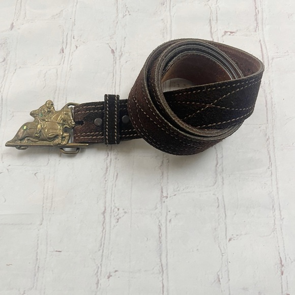 Accessories | Baron Brass Buckles Horse Racer Brown Suede Belt Mens 4 ...